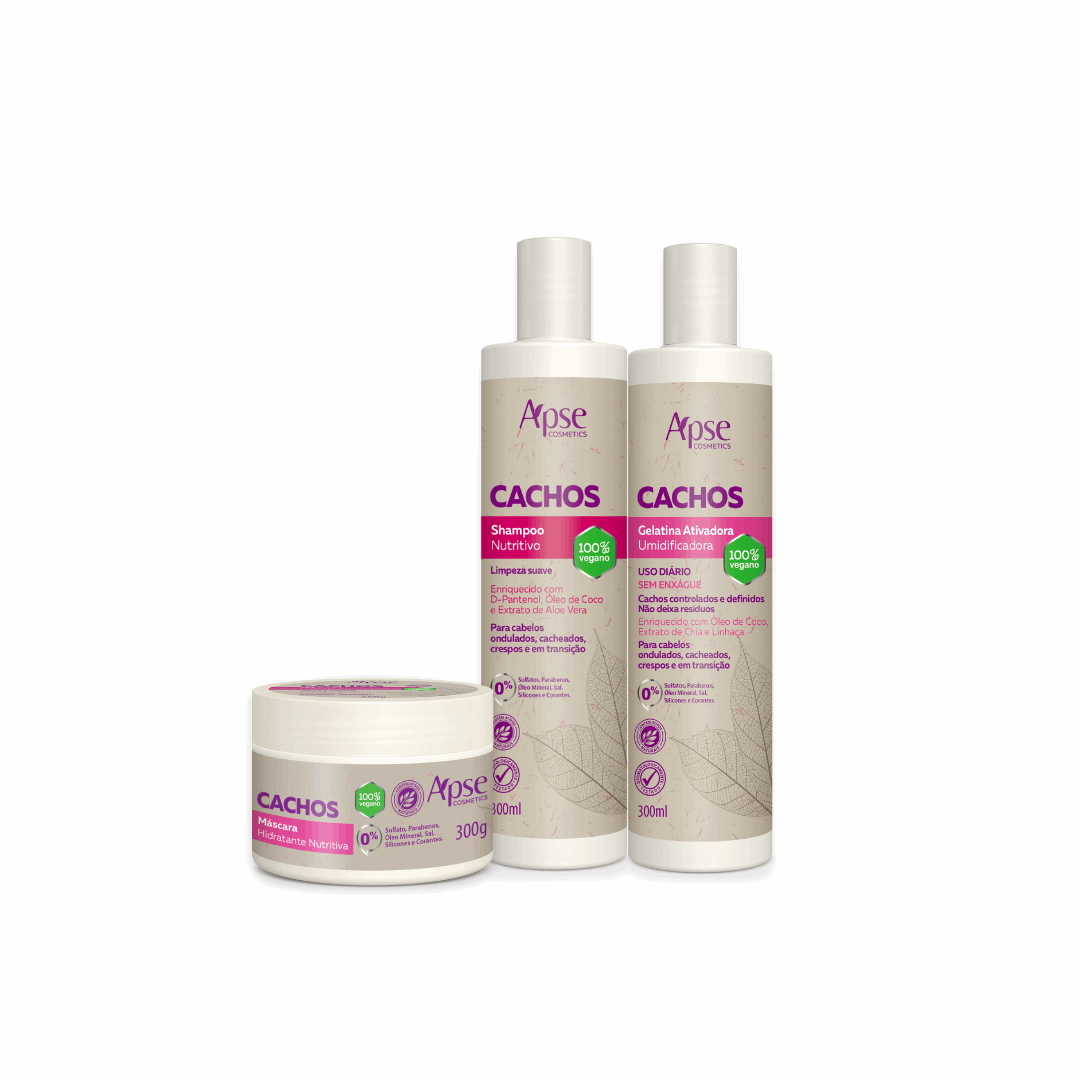 Kit Cachos -Shampo, Máscara e Gelatina (3 itens) – Apice Cosmeticos